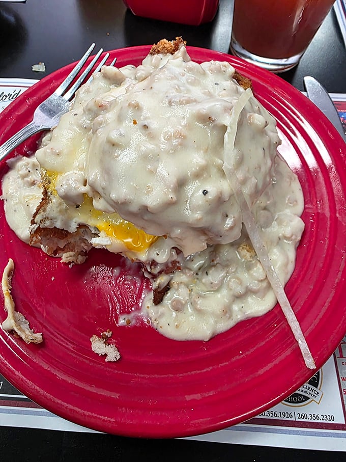 Biscuits and gravy so rich and hearty they could qualify as their own food group. That runny egg yolk creates a sauce within a sauce&mdash;it's breakfast inception.
