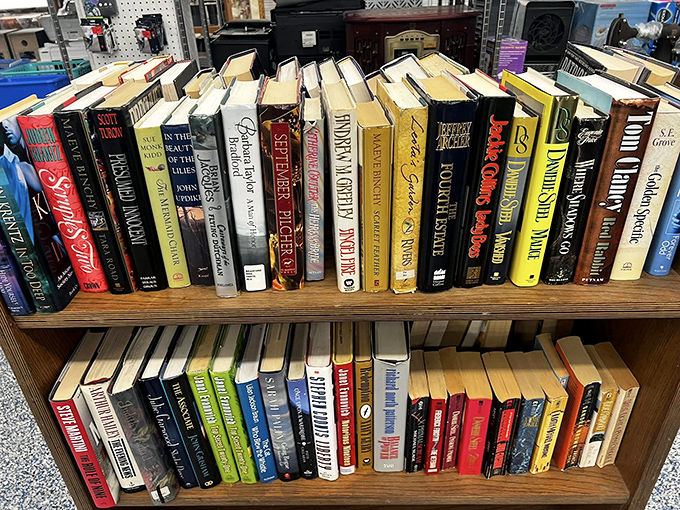 Literary treasures stacked spine-to-spine, where bestsellers of yesteryear patiently wait for their next reader's discovery.