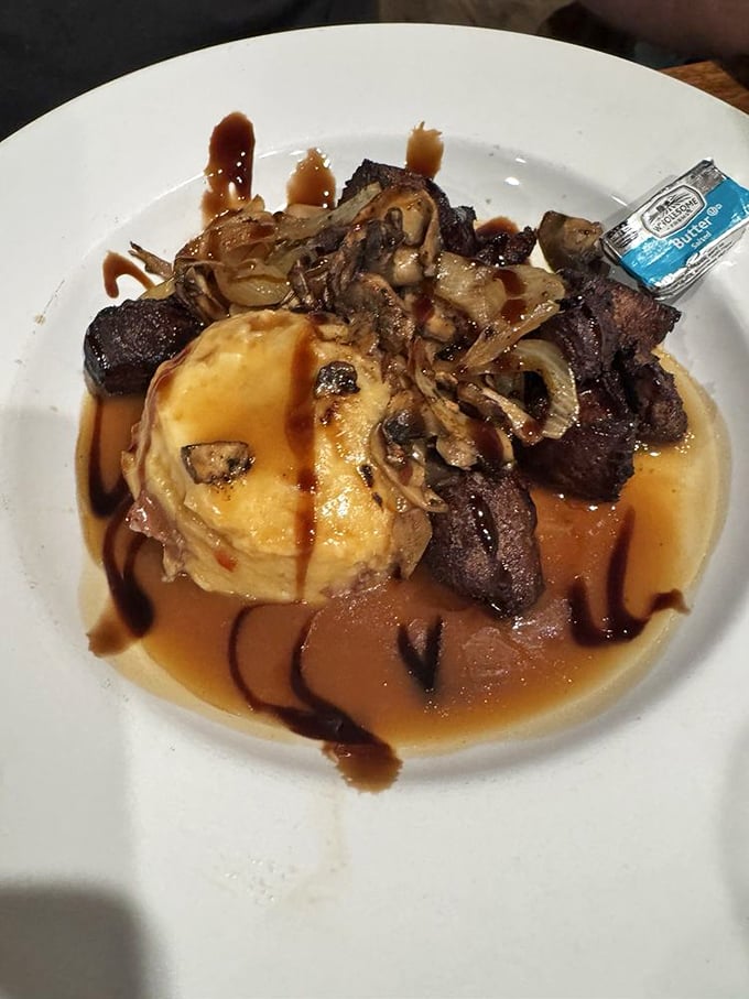 When steak meets mashed potatoes and mushrooms, magic happens. This buffalo steak isn't just dinner&mdash;it's the reason stretchy pants were invented.