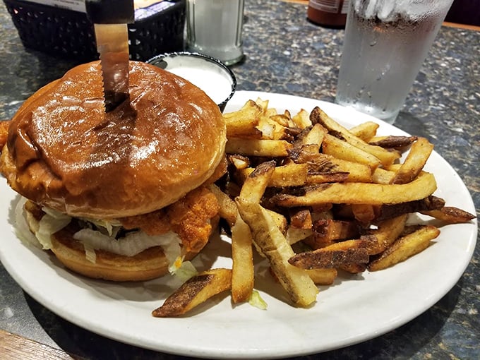 A burger that requires both hands and several napkins &ndash; the mark of greatness. Those hand-cut fries aren't just sides, they're co-stars in this delicious production.