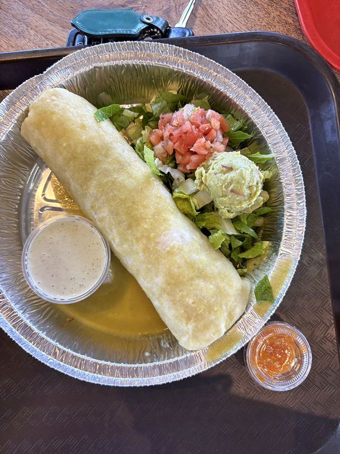 The Beach Burrito – where a flour tortilla becomes a sleeping bag for all your favorite ingredients, with a side of vacation vibes.