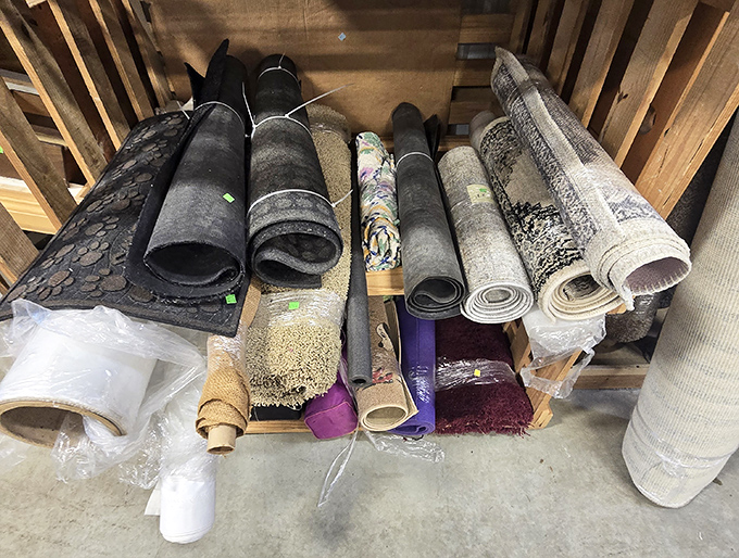 The carpet section: where your next area rug is playing hard to get, rolled up and waiting for you to take it home and unfurl its potential.