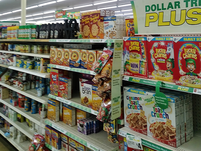 The breakfast aisle: where name-brand cereals come to meet their budget-conscious fans. Lucky Charms without the unlucky price tag!