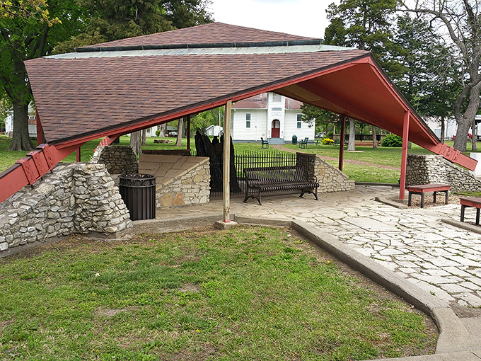 This sheltered gathering spot has witnessed countless community celebrations, a testament to small-town America's enduring sense of togetherness.
