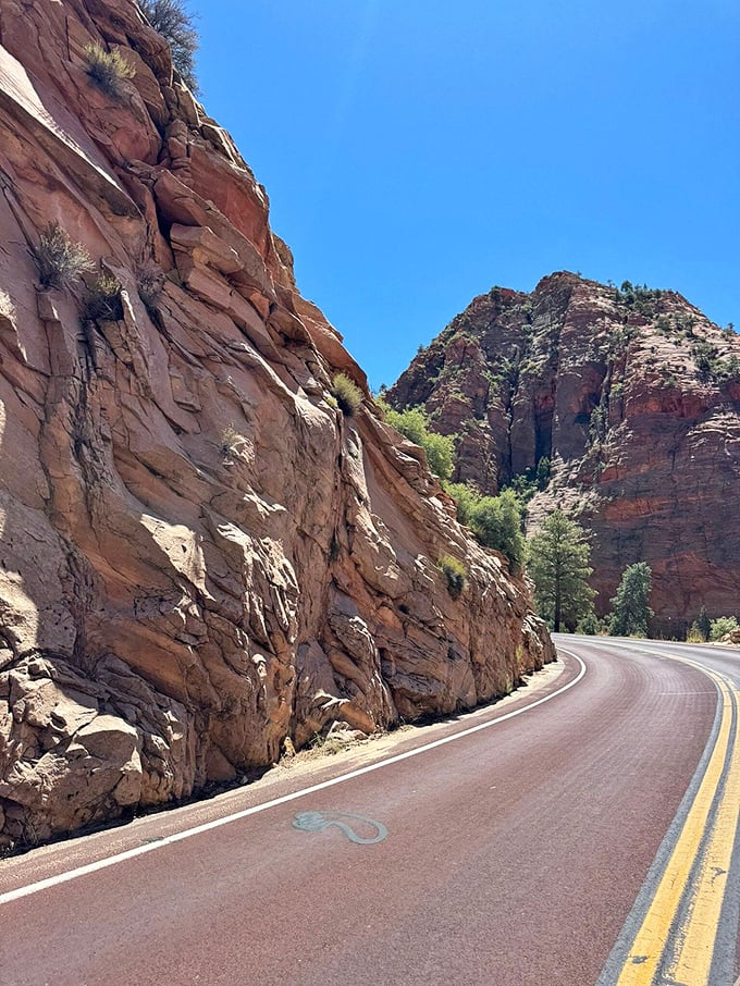 Hug the mountain takes on new meaning here. The road clings to these ancient walls like they're sharing geological secrets.