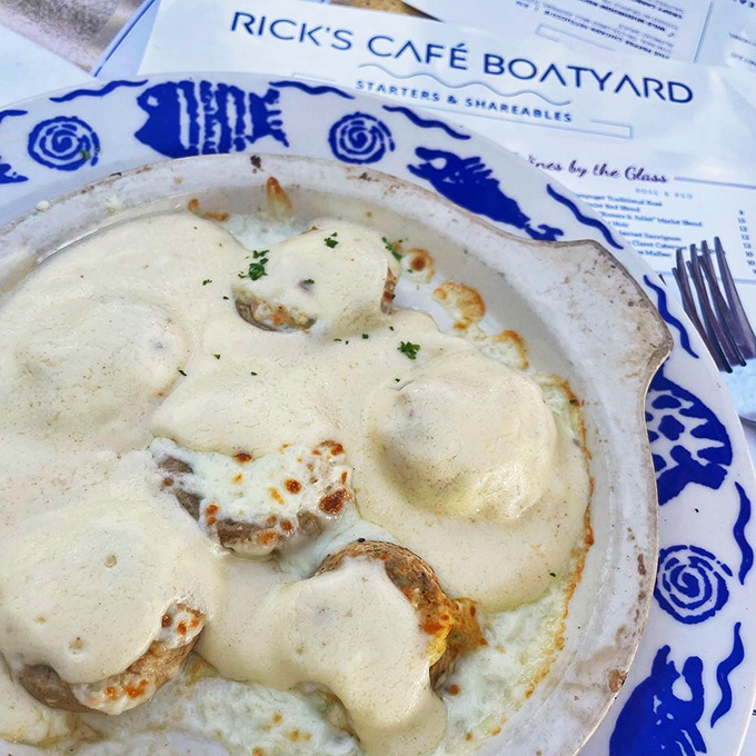 These crab-stuffed mushrooms aren't just good "for Indiana"&mdash;they're good period. Bubbling cheese blankets hiding treasures of crab meat that would make Baltimore jealous.