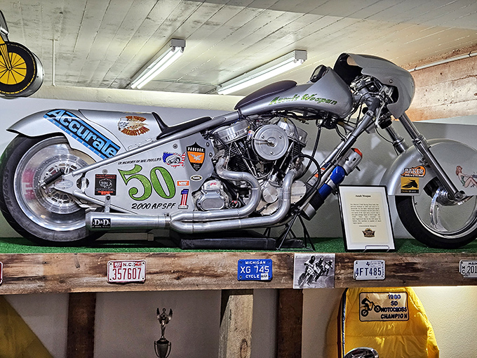 Speed distilled to its purest form&mdash;this drag racing motorcycle wasn't built for comfort or corners, just for making your stomach drop somewhere around third gear.