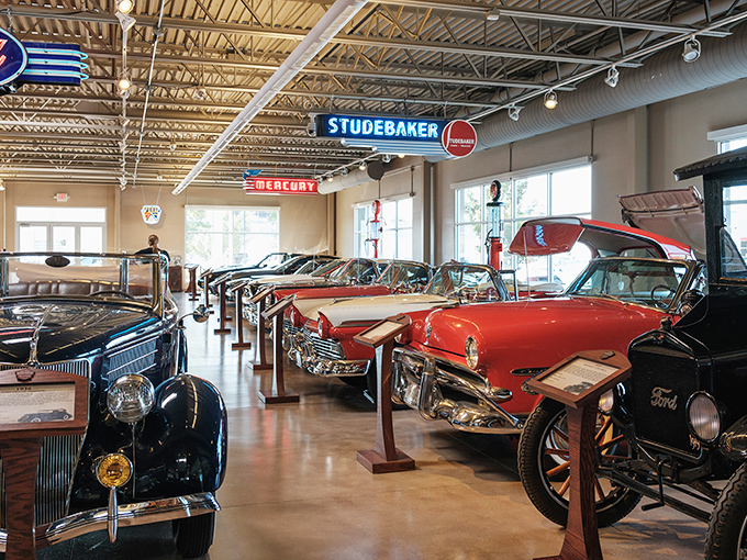 The Dahl Auto Museum showcases gleaming vintage cars that transport visitors to an era when chrome was king and GPS meant actually talking to your passenger.