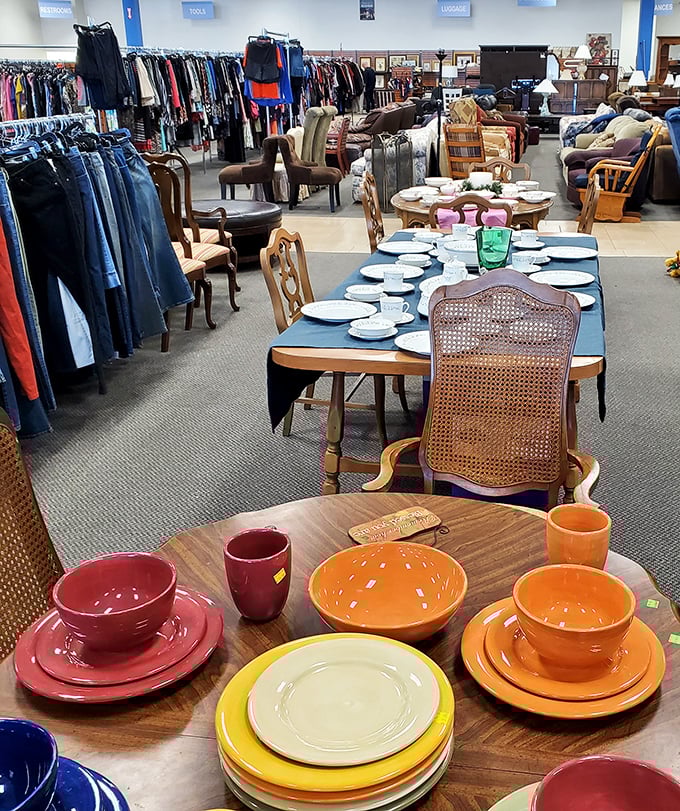Imagine the dinner conversations these tables have witnessed. That cane-backed chair has definitely heard some stories worth repeating.