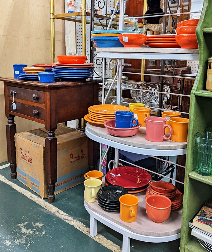 Fiestaware heaven! These vibrant vintage dishes in sunset oranges and cobalt blues are begging to host your next dinner party or brighten your kitchen shelves.