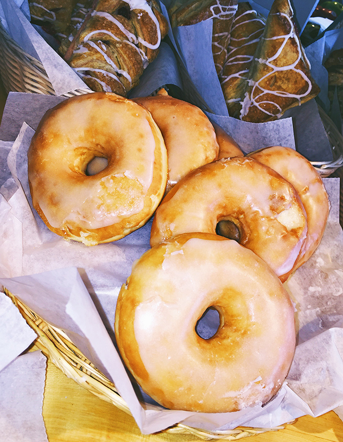 Glazed donuts that would make Homer Simpson weep with joy. The pastry case at Hero's Welcome proves that happiness is, indeed, circular with a hole in the middle.