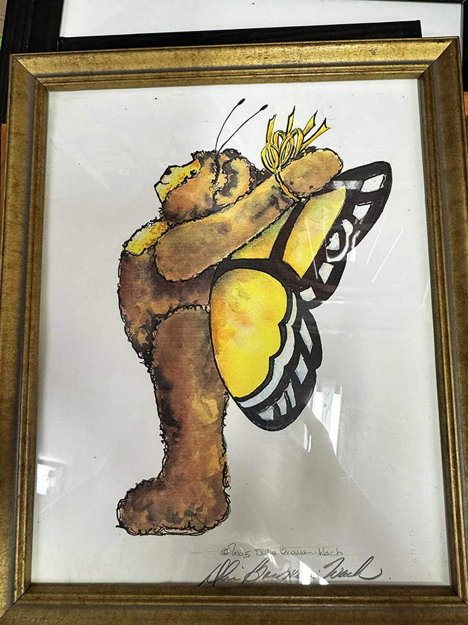 Whimsical wall art that makes you smile. This butterfly bear might be the conversation starter your living room has been missing.