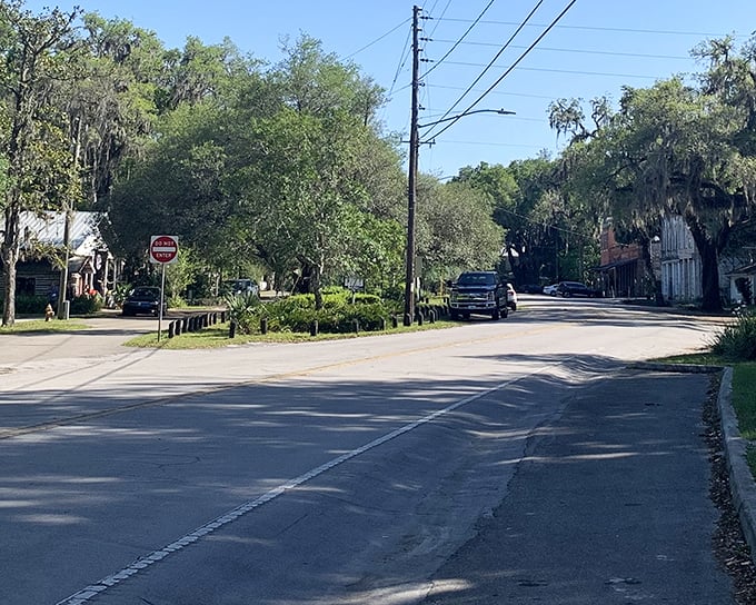 The quintessential Florida small town street scene &ndash; no neon, no high-rises, just brick, history, and the occasional golf cart.