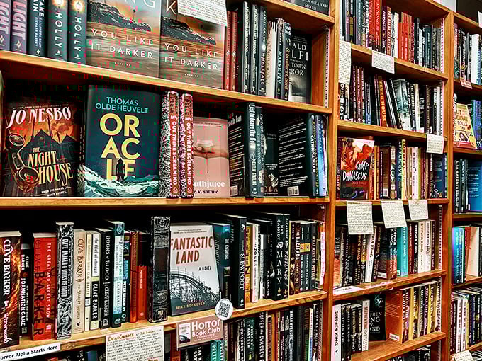 The horror section beckons the brave with spine-tingling titles. Stephen King would approve of this corner where literary nightmares await adoption.