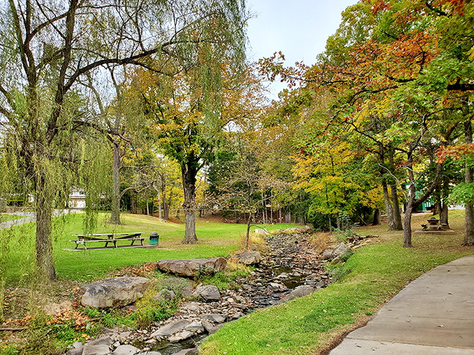 Krepps Park's babbling brook and autumn foliage create a scene so picturesque, it's like Mother Nature's version of an Instagram filter.