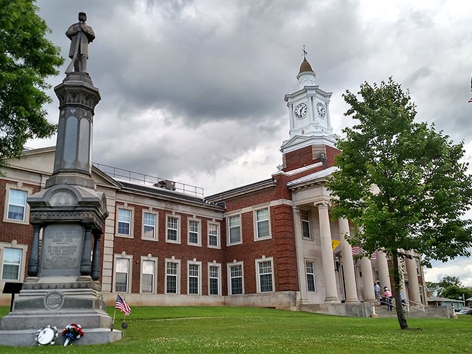 The McKean County Courthouse stands proud, as if to say, "Yes, small towns can have magnificent architecture too, thank you very much."