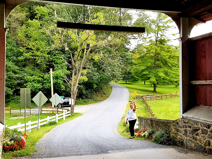 Looking outward from the bridge reveals the picturesque countryside that makes Chester County feel like a secret corner of paradise.