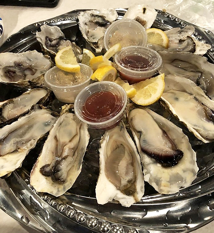 These oysters aren't just served&mdash;they're presented like the jewels of the ocean they truly are. Add lemon, slurp, repeat.