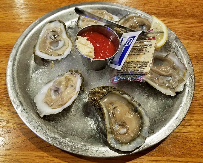 Fresh oysters on ice &ndash; nature's perfect appetizer. These briny treasures make you forget you're miles from the coast. The ocean called; it's jealous.