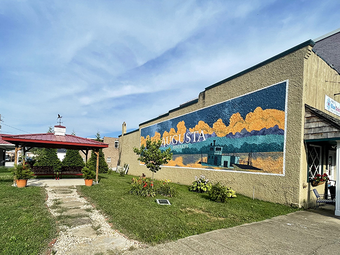 This colorful mural captures Augusta's riverside spirit, a visual love letter to a town that embraces both its history and natural setting.