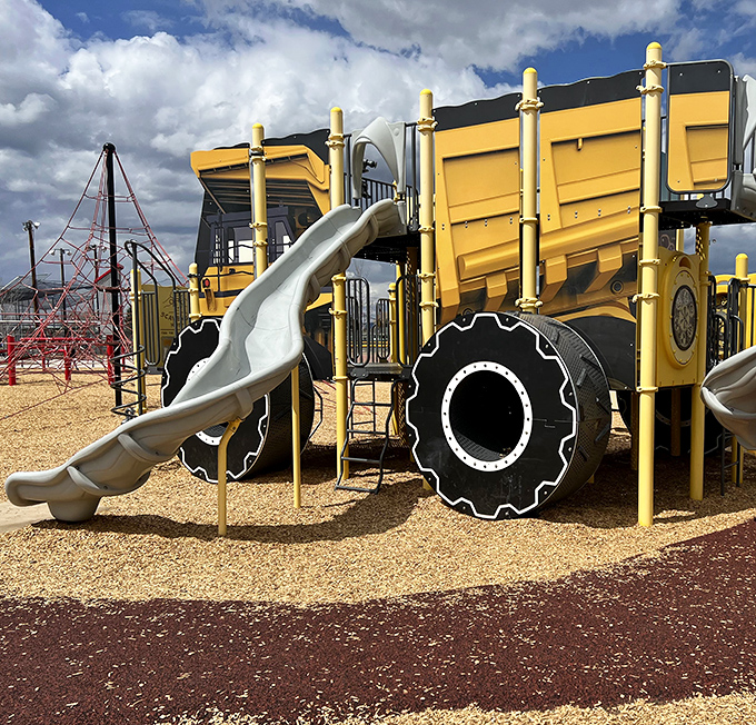 This mining-themed playground at Stodden Park proves Butte knows how to honor its history while creating spaces where kids can burn energy without burning through your savings.