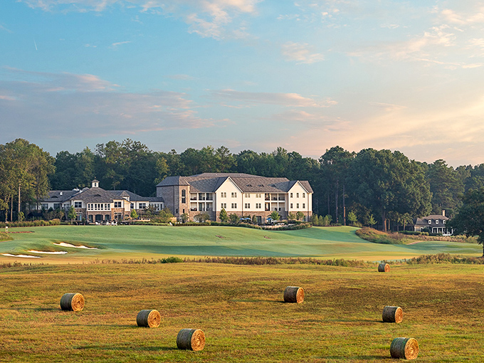 The clubhouse at Pursell Farms sits majestically against a landscape that makes you understand why people pay good money for peaceful views.