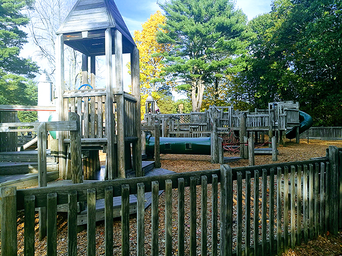 This wooden playground castle has launched a thousand childhood adventures and probably just as many splinters—both equally memorable parts of growing up.