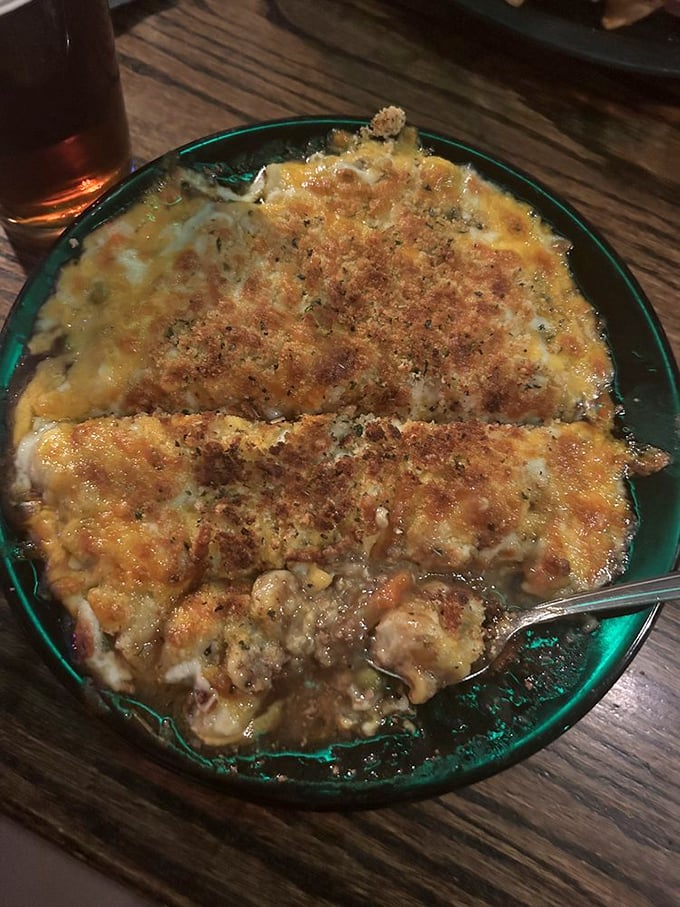 Shepherd's Pie that would make an Irish grandmother weep with joy &ndash; bubbling cheese crust giving way to savory meat and vegetables beneath.