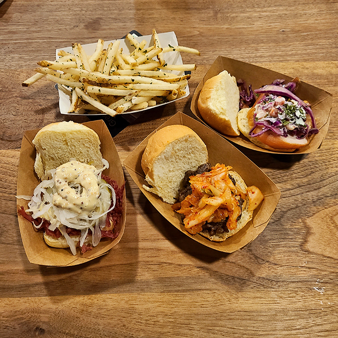 The slider sampler that makes decision anxiety disappear. Why choose one perfect bite when you can have a flavor tournament?