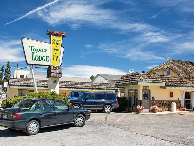 The Topaz Lodge sign screams classic Americana&mdash;when motels had character and road trips meant discovery, not just getting from A to B.