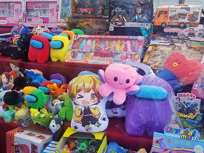 Plush paradise! Where else can you find Among Us crewmates, anime pillows, and octopus toys having a colorful reunion?