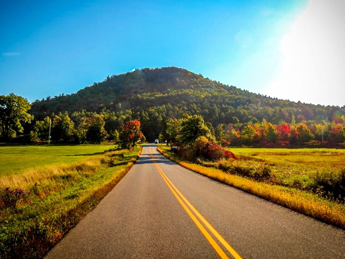 The road to Mount Philo promises adventure ahead, with that "this is definitely going to be worth it" feeling.