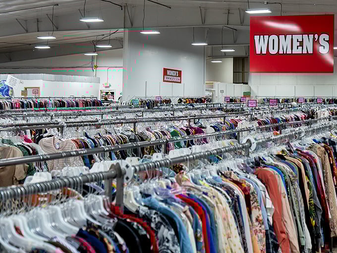 The women's department stretches as far as the eye can see&mdash;like an archaeological dig through decades of fashion evolution.