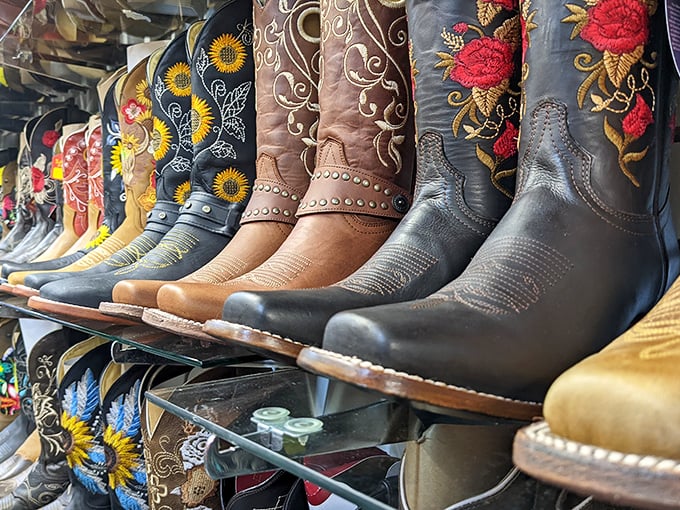 Cowboy boots embroidered with sunflowers and roses&mdash;because your feet deserve to make a statement too.