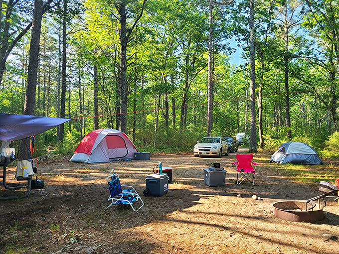 Camping nirvana where pine-scented air comes standard and cell service doesn't. Your email can wait&mdash;s'mores cannot.