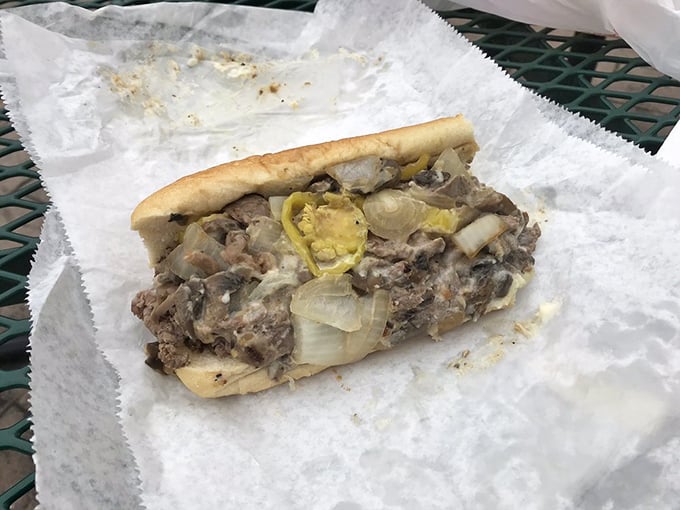 This isn't just a cheesesteak&mdash;it's edible evidence that sasquatch has excellent taste in sandwiches, with perfectly caramelized onions peeking through melted cheese.