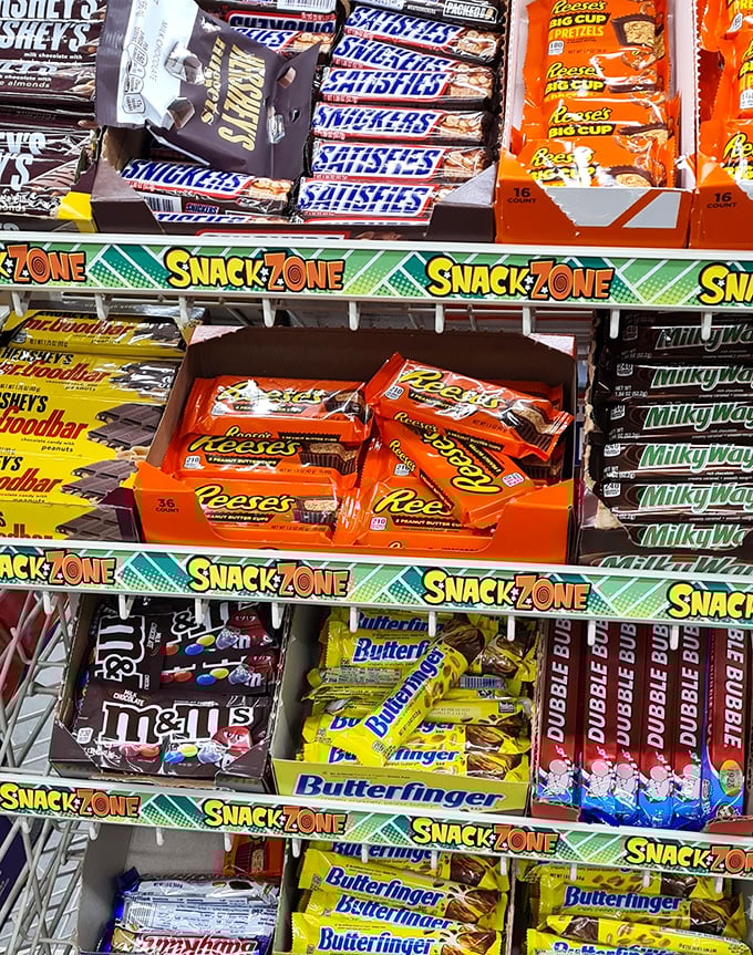 The snack zone&mdash;where willpower goes to die and chocolate dreams come true. Name brands at prices that make impulse purchases practically mandatory.