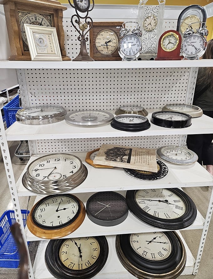 Time literally stands still in the clock section. Whether you're fashionably late or punctually early, there's a timepiece here with your name on it.