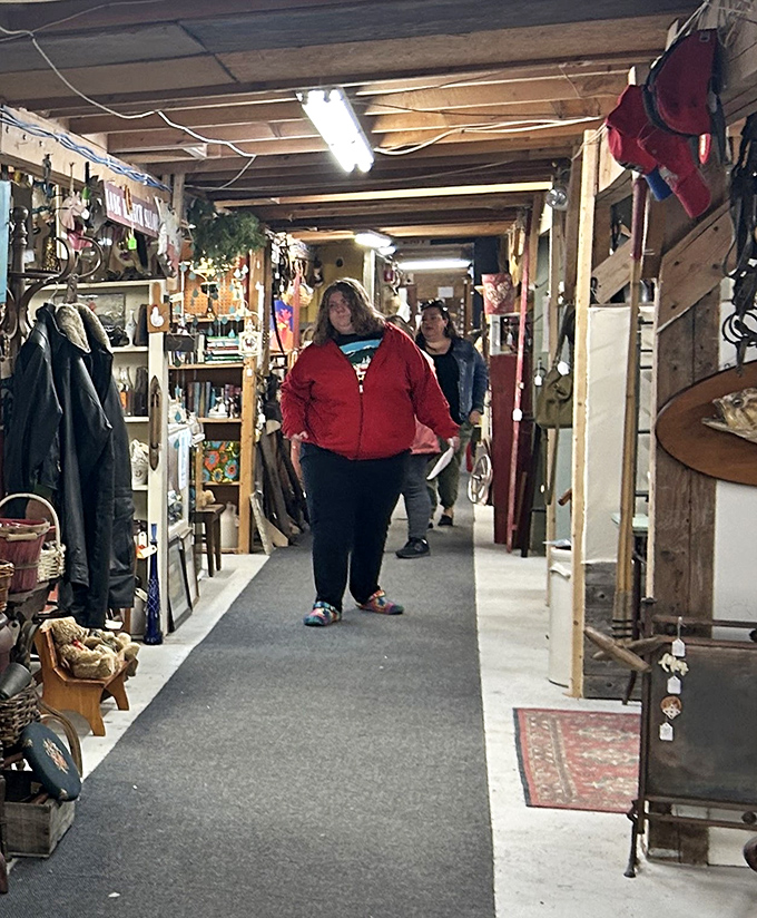 The universal language of antiquing: that focused expression when you've spotted something special among the organized chaos.