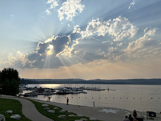 Sunset marina magic &ndash; where clouds perform their nightly light show and boats nestle in for bedtime stories.