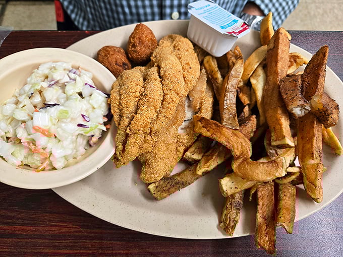 Cornmeal-crusted catfish and crispy fries that could make even non-Southerners understand why Friday fish fry is sacred.