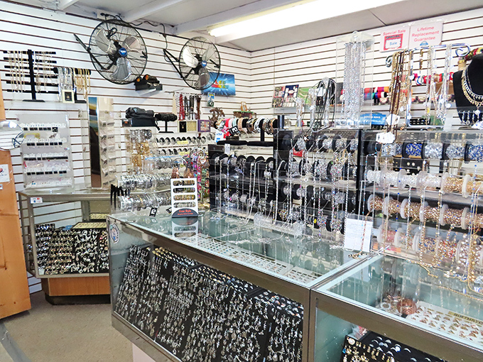 Jewelry displays that sparkle with possibility. One person's forgotten accessory becomes another's conversation-starting statement piece.