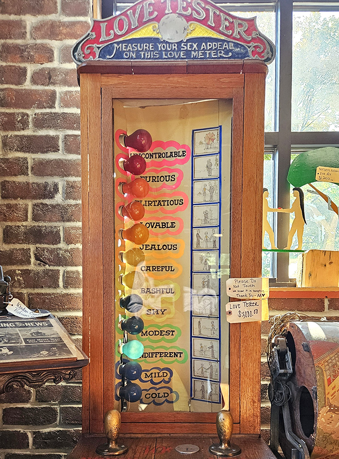 The "Love Tester" machine promises to measure your sex appeal &ndash; though I suspect it's more accurate at measuring your willingness to part with quarters.