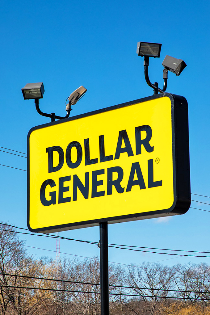 Standing tall against the winter sky, this Dollar General sign has guided more bargain hunters than any GPS ever could.