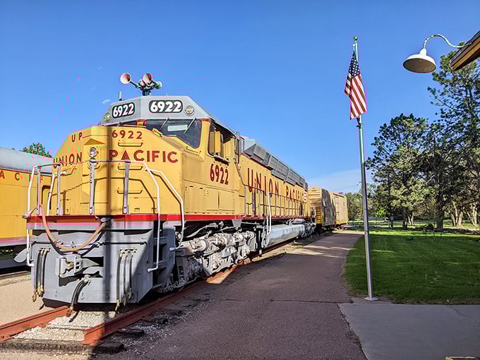Union Pacific's golden giants stand sentinel, reminding visitors that North Platte's railroad heritage isn't just history&mdash;it's still making tracks daily.