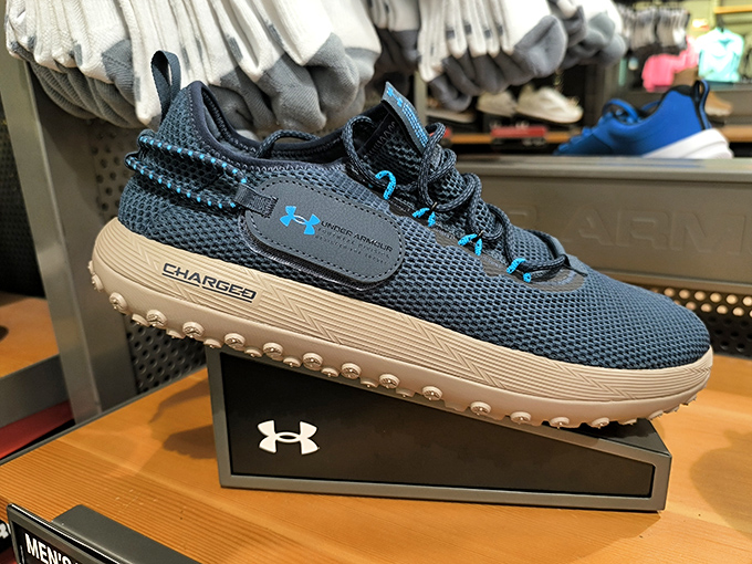 This Under Armour Charged running shoe sits like a trophy, promising athletic glory without the gold medal price tag.