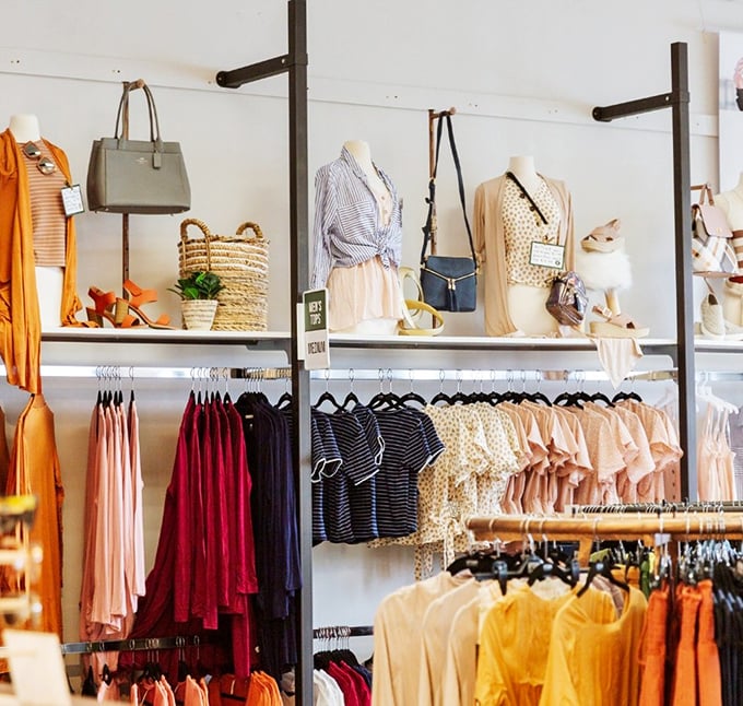 A color-coordinated wonderland where outfits practically assemble themselves. The mannequins are just showing off at this point.