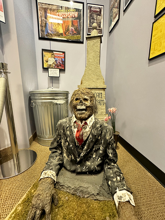 Business suits and zombies rarely mix well, as this fellow demonstrates. The craftsmanship in these displays rivals what you'd see in major Hollywood museums.