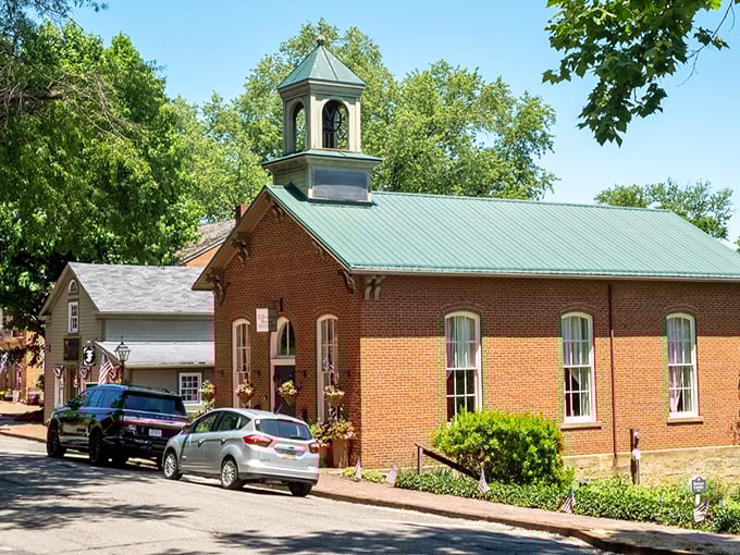 Coshocton after dark has a quiet charm, with historic buildings softly lit against the night sky.