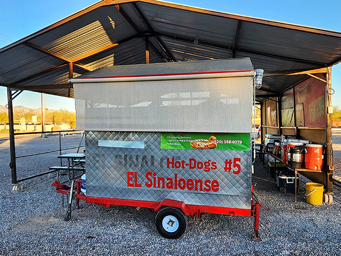 El Sinaloense's cart proves great things come in small packages. This little stand delivers big Sonoran flavors under the desert sun.
